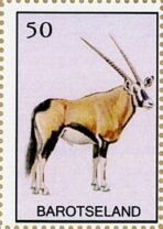 Stamp: Oryx antelope (Zambia: Cinderella Stamps(Barotseland) Col:ZM-BR ...