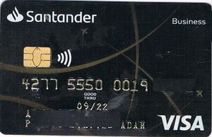 Bank Card: Santander Visa Business (Santander Bank Polska, PolandCol:PL ...