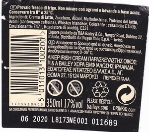 Drink Label: BAILEY"S the Original Irish Cream (R & A BAILEY ...