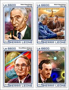 Stamp: J. Robert Oppenheimer, 50th Memorial Anniversary (Sierra Leone(J ...