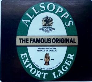 Drink Label: Allsopps Export Lager (Ind Coope & Co., United Kingdom of Great Britain & Northern ...