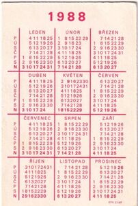 Pocket Calendar: Mole (Czechoslovakia(Cartoons) Col:CS-1988-Adv-002