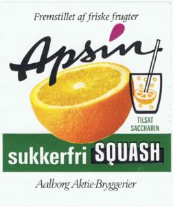 Drink Label: Apsin sukkerfri Squash (Aalborg Aktie-Bryggerier ...