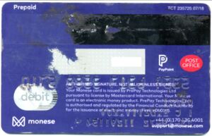 Bank Card: Monese (Prepay Technologies Ltd., United Kingdom of Great Britain & Northern ...