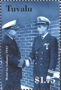 Stamp: John F. Kennedy - Medal for Gallantry (1944) (Tuvalu(40th ...