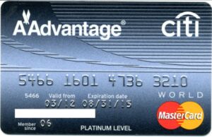 Bank Card: AAdvantage PLATINUM LEVEL World (Citibank, United States of ...