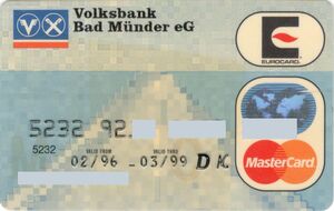Bank Card: Volksbank Bad Munder MC (GZS, Germany, Federal RepublicCol ...