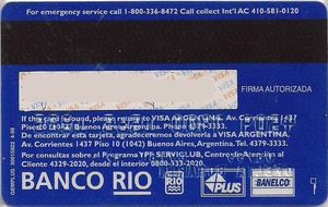 Bank Card: Banco Rio (Banco Rio, ArgentinaCol:AR-VI-0016