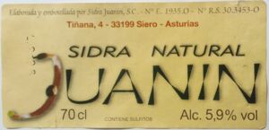 Etiqueta de bebida: Juanin (Sidra Juanin S.C., EspañaCol:ES-CIDER-000015