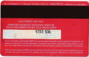 Bank Card: Cardul 10 (Brd Groupe Societe Generale, RomaniaCol:RO-VE-0030.02