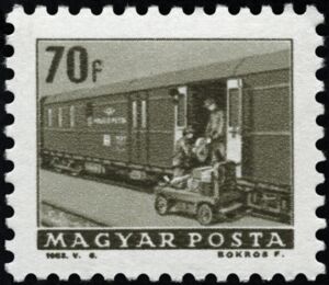 Stamp: Railroad Mail Car (Hungary(Transport and Telecommunication) Mi ...