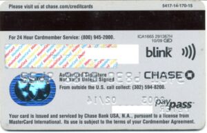 Bank Card: Rewards Chase World (Chase Bank USA, N.A., United States of ...