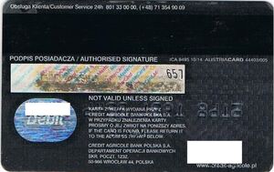 Bank Card: Platinum Debit (Credit Agricole Bank Polska, PolandCol:PL-MC ...