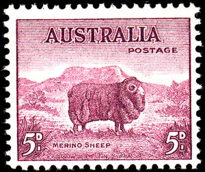 Stamp: Merino Sheep (Ovis ammon aries) (Australia(King George VI ...
