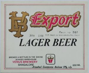 Drink Label: Export Lager Beer (Venus Breweries, India, RepublicCol:IN ...