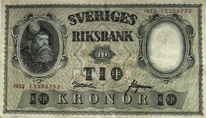 Banknote: 10 Krona (Sweden(1940-1952 Issue) Wor:P-40m.1