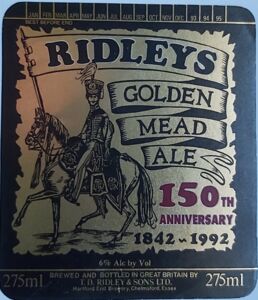 Drink Label: Ridleys Golden Mead Ale (TD Ridley & Sons Ltd., United ...