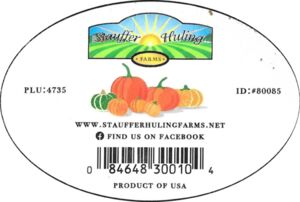 Fruit Sticker: Stauffer Huling Pumpkin #4735 (United States of ...