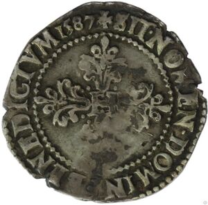 Moneda: ½ Franc (Henri III - P - Dijon) (Francia(1574~1589 - Enrique ...