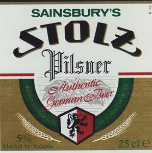 Drink Label: Sainsbury´s Stolz Pilsner (Dortmunder Actien Brauerei ...