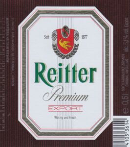 Drink Label: Reitter Premium Export (Brauerei Reitter, Lörrach, Germany ...