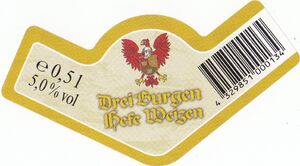 Drink Label: Drei Burgen Hefe Weizen (Privatbrauerei Eichbaum GmbH & Co ...
