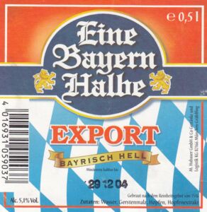 Drink Label: Eine Bayern Halbe Export (Egererbräu Grossköllnbach ...