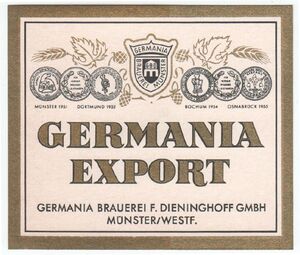 Drink Label: Germania Export (Germania Brauerei F. Dieninghoff, Germany ...