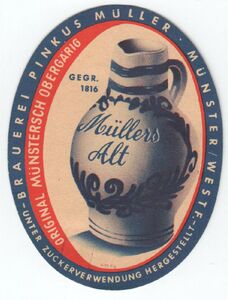 Drink Label: Müller´s Alt (Brauerei Pinkus Müller, Germany, Federal ...