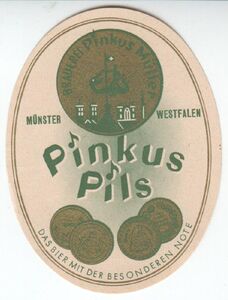 Flaschenetikett: Pinkus Pils (Brauerei Pinkus Müller, Deutschland ...