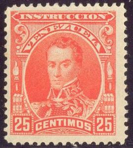 Stamp: Simón Bolívar (Venezuela(Instruccion - Bolivar Series of 1904 ...