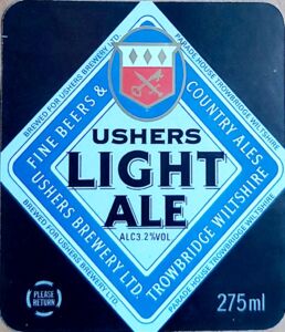 Drink Label: Ushers Light Ale (Urshers Brewery LTD, United Kingdom of ...