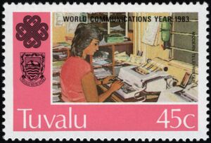 Stamp: Modern Telephone (Tuvalu(World Communications Year) Mi:TV 205,Sn ...
