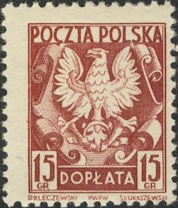 Stamp: Coat of Arms on a Shield (Poland(Eagle (Groszy/Zloty)) Mi:PL ...