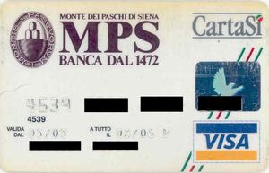 Bankkarte: MPS - CartaSi (Banca Monte dei Paschi di Siena, ItalienCol ...