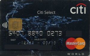 Bank Card: Citi Select (Citibank, RussiaCol:RU-MC-0316.01