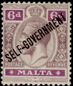 Stamp: King George V (1865-1936) (Malta(Definitives 1922: Self ...
