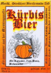 Drink Label: Kürbis bier (Meckl.-Strelitzer Bierfreunde AG, Germany, Federal RepublicCol:DE-BEER ...