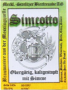 Drink Label: Simcotto (Meckl.-Strelitzer Bierfreunde AG, Germany, Federal RepublicCol:DE-BEER-017212