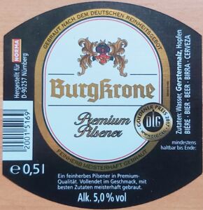 Drink Label: Burgkrone Premium Pilsener (Feldschlößchen ...