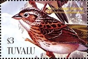 Stamp: Grasshopper Sparrow (Ammodramus savannarum) (Tuvalu(Birds 2003 ...