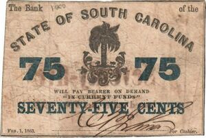 Banknote: 75 Cents (United States of America(Independent Banks) Col:SC ...