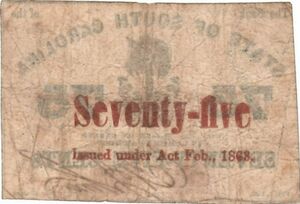 Banknote: 75 Cents (United States of America(Independent Banks) Col:SC ...