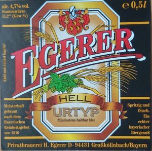 Drink Label: Egerer Hell Urtyp (Egererbräu Grossköllnbach, Germany ...