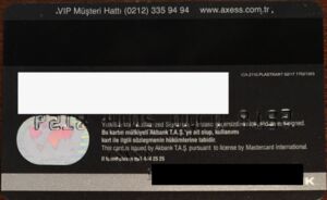 Bank Card: Axess - Platinum (Akbank T.A.Ş., Türkiye (Turkey)Col:TR-MC-0386
