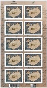 Stamp: Map Of Iceland with Postal Route (Iceland) (Europa (C.E.P.T ...