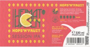 Drink Label: Hops'n'fruit session ipa (Heimathafen Erfurter ...