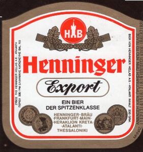 Drink Label: Henninger Export (Henninger Hellas S.A., GreeceCol:GR-BEER ...
