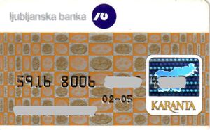 Bank Card: Karanta (Nova Ljubljanska Banka, SloveniaCol:SI-GM-0009.03