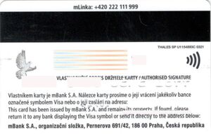 Bank Card: mBank (mBank S.A., Czech RepublicCol:CZ-VI-0241